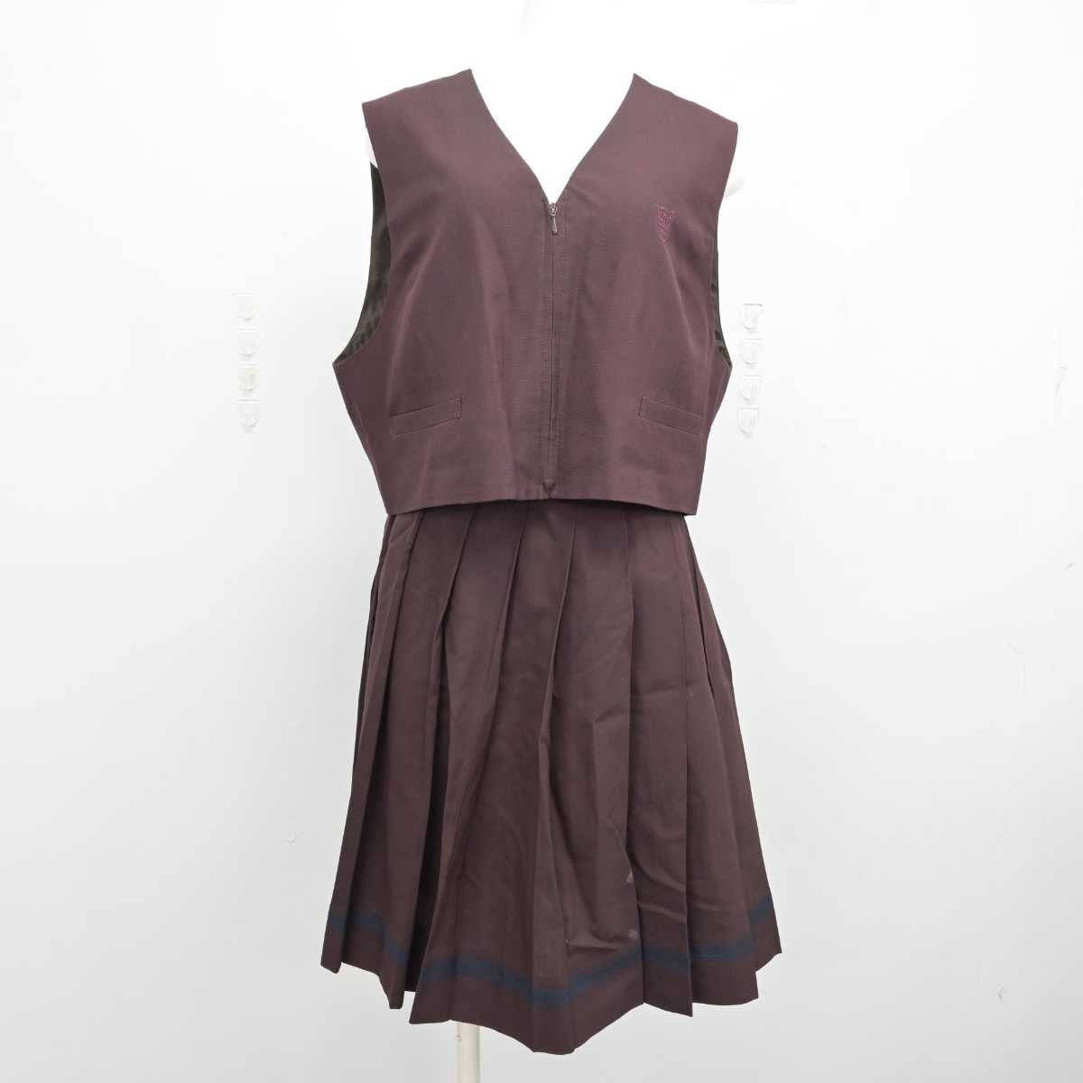 【中古】群馬県 共愛学園中学校 女子制服 2点 ベスト・スカート Sf057788 中古制服通販パレイド