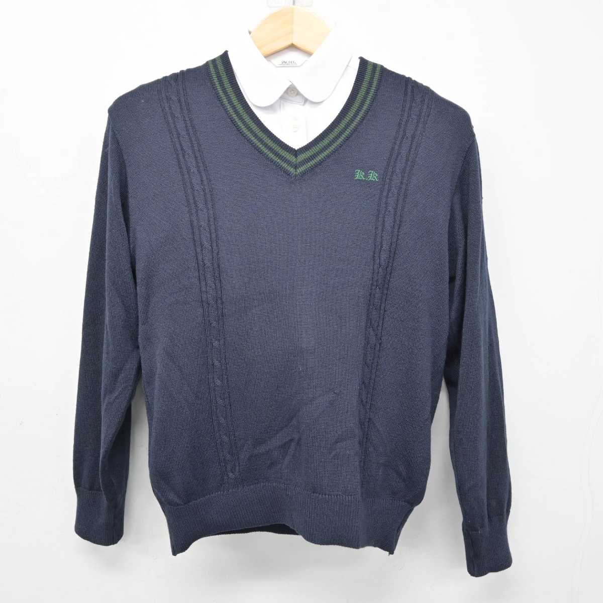 【中古】京都府 向陽高等学校 女子制服 2点 ニット・シャツ Sf058151 中古制服通販パレイド