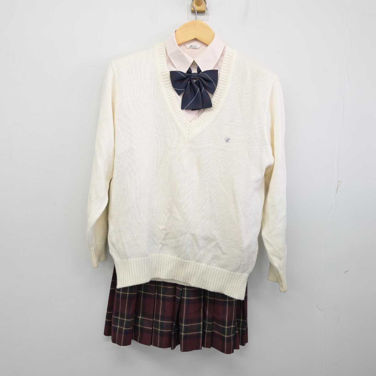 【中古】千葉県 千葉商科大学附属高等学校 女子制服 3点 ニット・シャツ・スカート Sf058261 中古制服通販パレイド