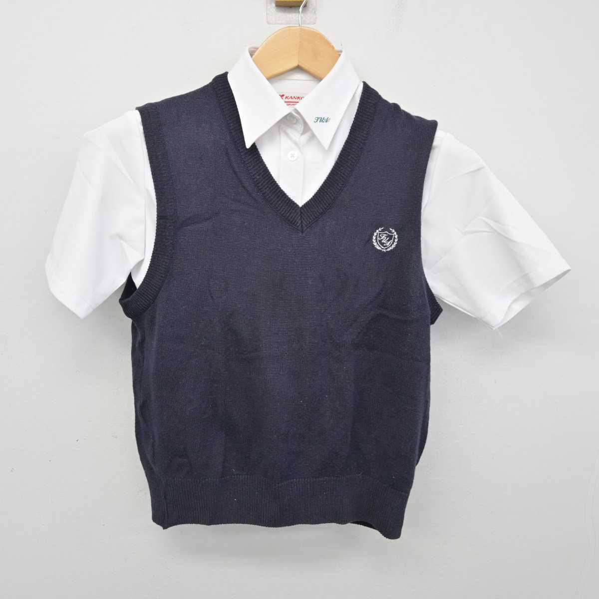 【中古】東京都 東京農業大学第一高等学校 女子制服 3点 ニットベスト・シャツ Sf058428 中古制服通販パレイド