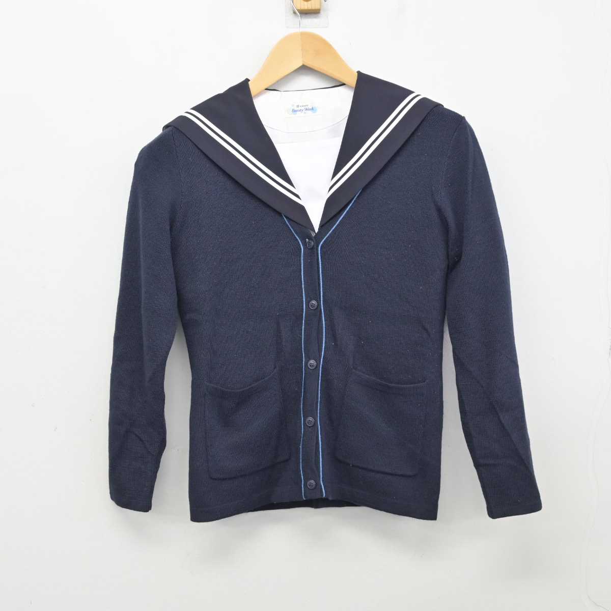 【中古】静岡県 沼津市立大岡中学校 女子制服 2点 ニット・セーラー服 Sf058571 中古制服通販パレイド