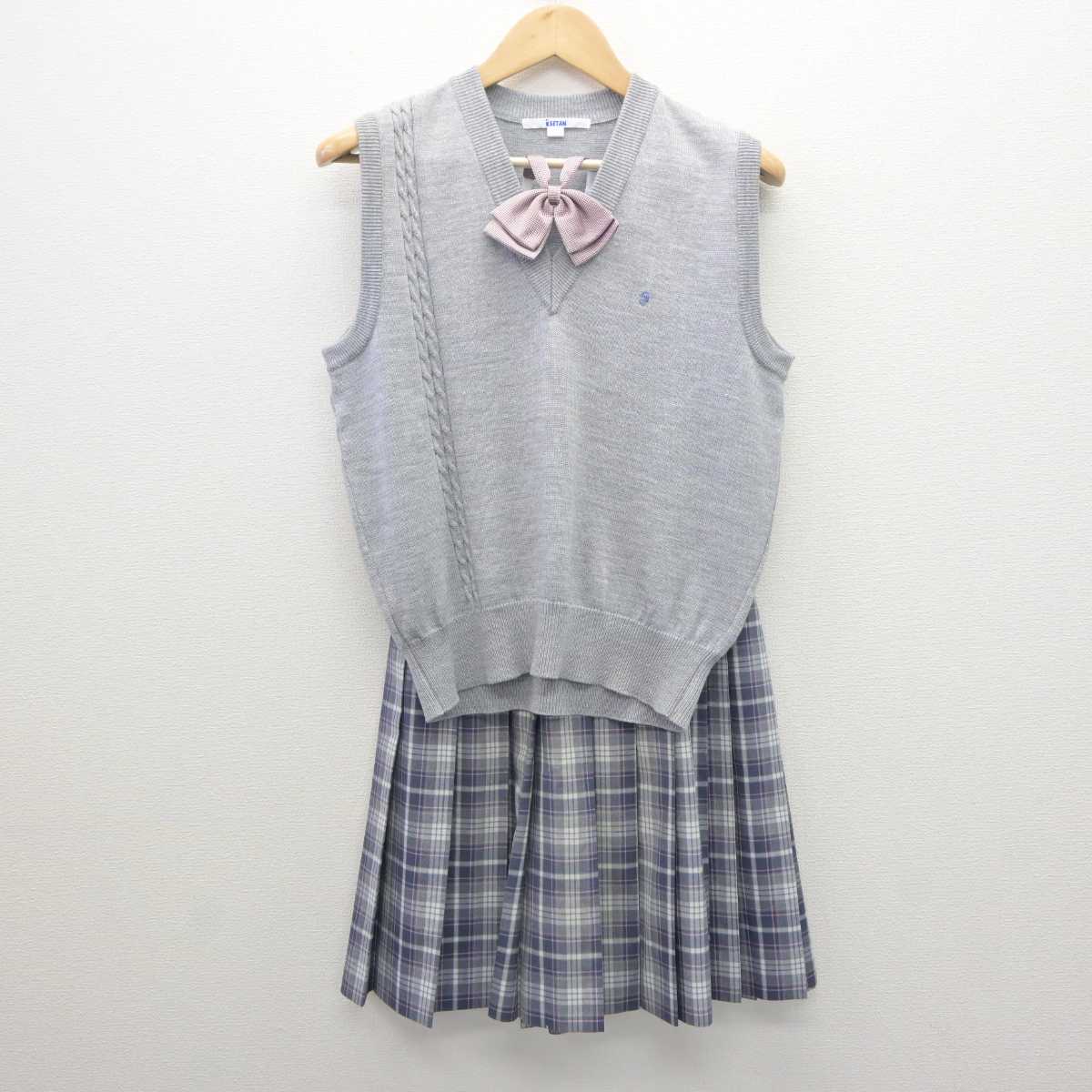 【中古】東京都 白梅学園高等学校 女子制服 4点 ニットベスト・スカート Sf061267 中古制服通販パレイド