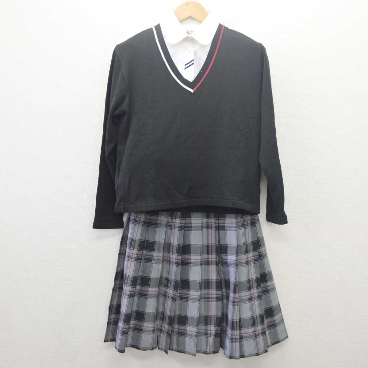 【中古】大分県 宇佐産業科学高等学校 女子制服 3点 ニット・シャツ・スカート Sf061718 中古制服通販パレイド