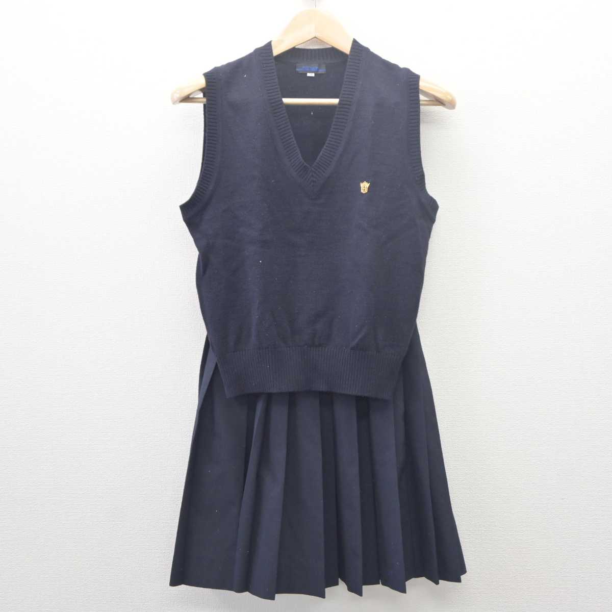 【中古】神奈川県 法政大学第二中・高等学校 女子制服 2点 ニットベスト・スカート Sf061743 中古制服通販パレイド