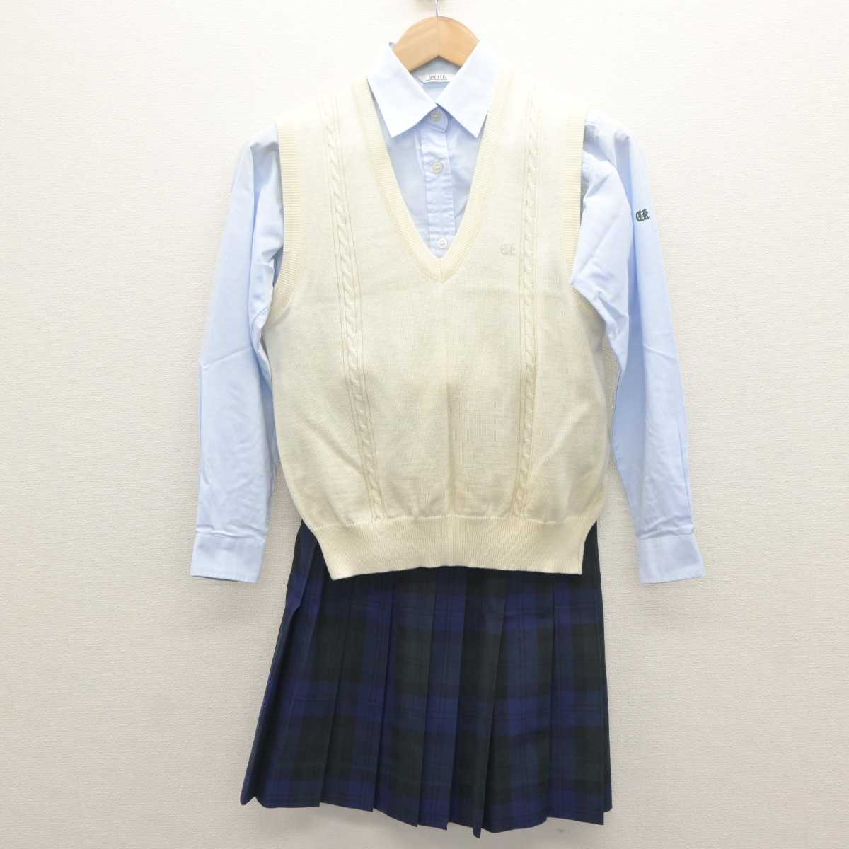 【中古】千葉県 千葉敬愛高等学校 女子制服 3点 ニットベスト・シャツ・スカート Sf062849 中古制服通販パレイド