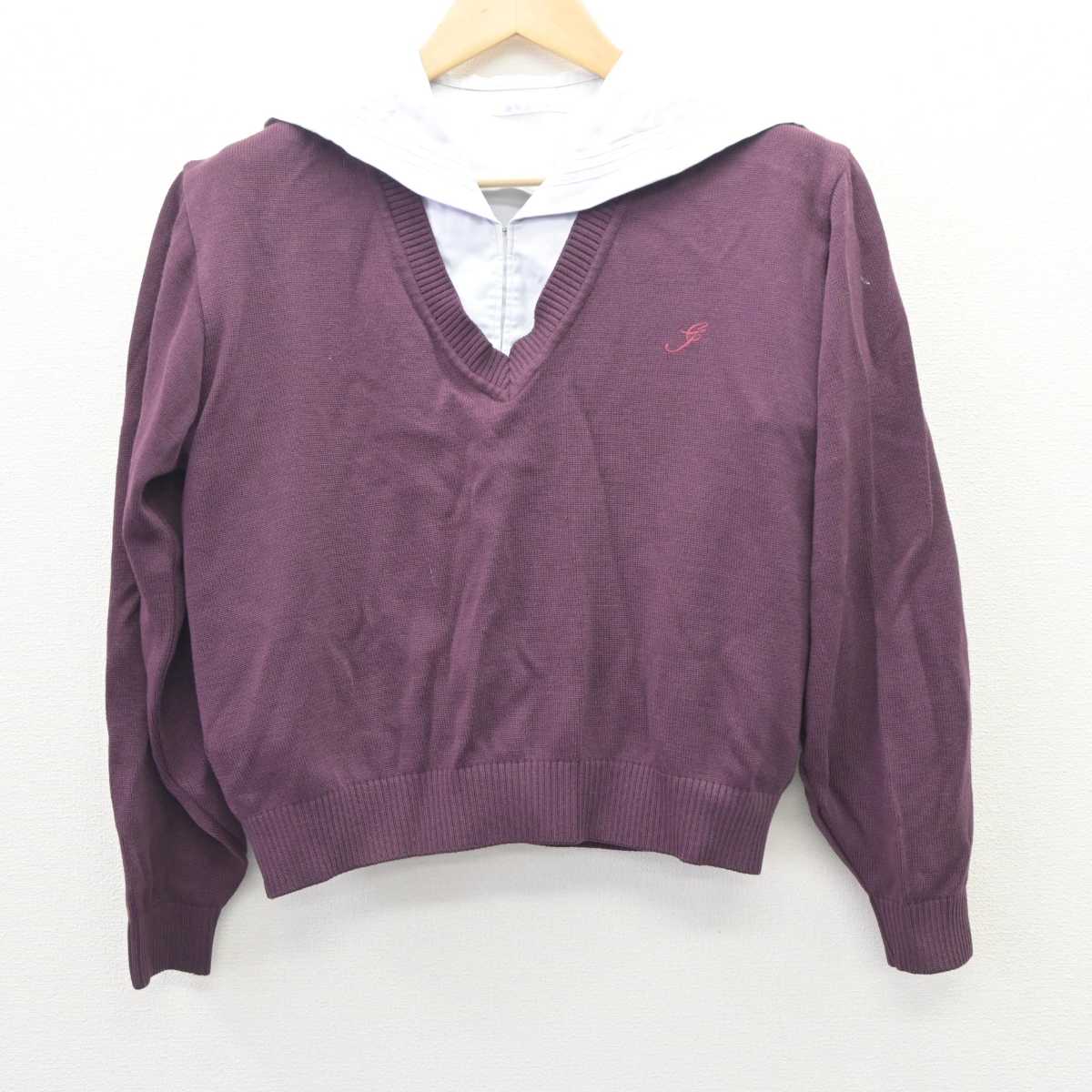【中古】福岡県 筑紫女学園高等学校 女子制服 2点 ニット・セーラー服 Sf063419 中古制服通販パレイド