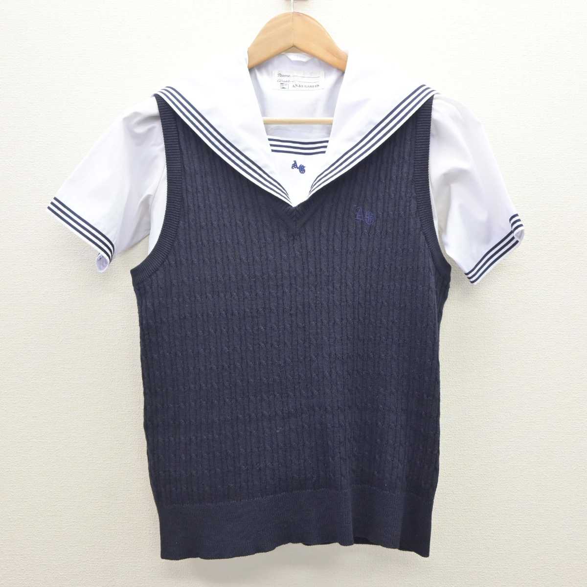 【中古】愛知県 安城学園高等学校 女子制服 2点 ニットベスト・セーラー服 Sf064372 中古制服通販パレイド