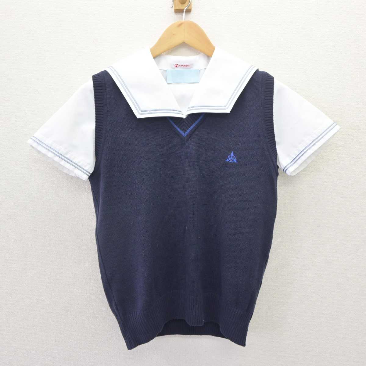 【中古】岐阜県 麗澤瑞浪中学・高等学校 女子制服 2点 ニットベスト・セーラー服 Sf064664 中古制服通販パレイド