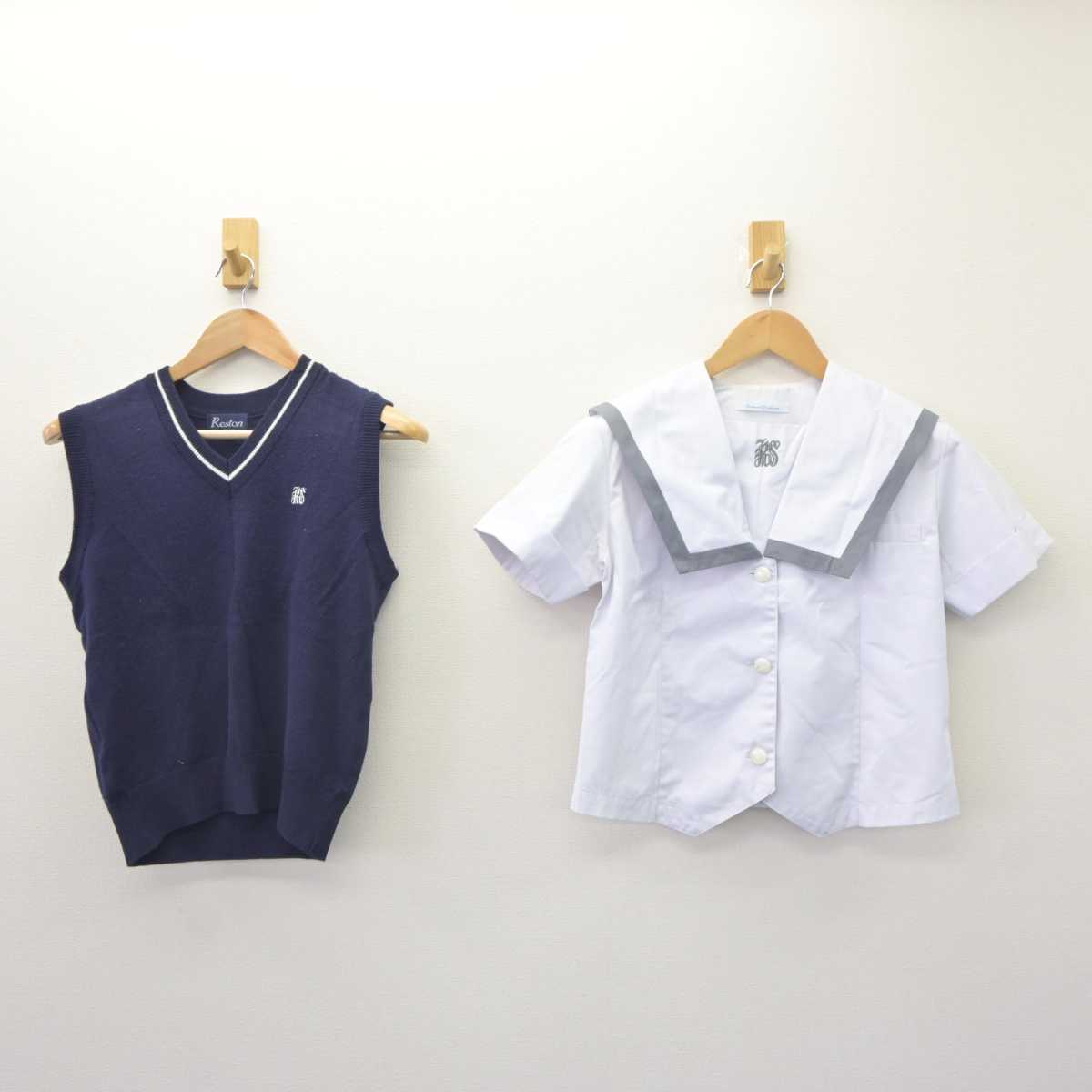 【中古】大阪府 岸和田市立産業高等学校 女子制服 2点 ニットベスト・セーラー服 Sf064739 中古制服通販パレイド