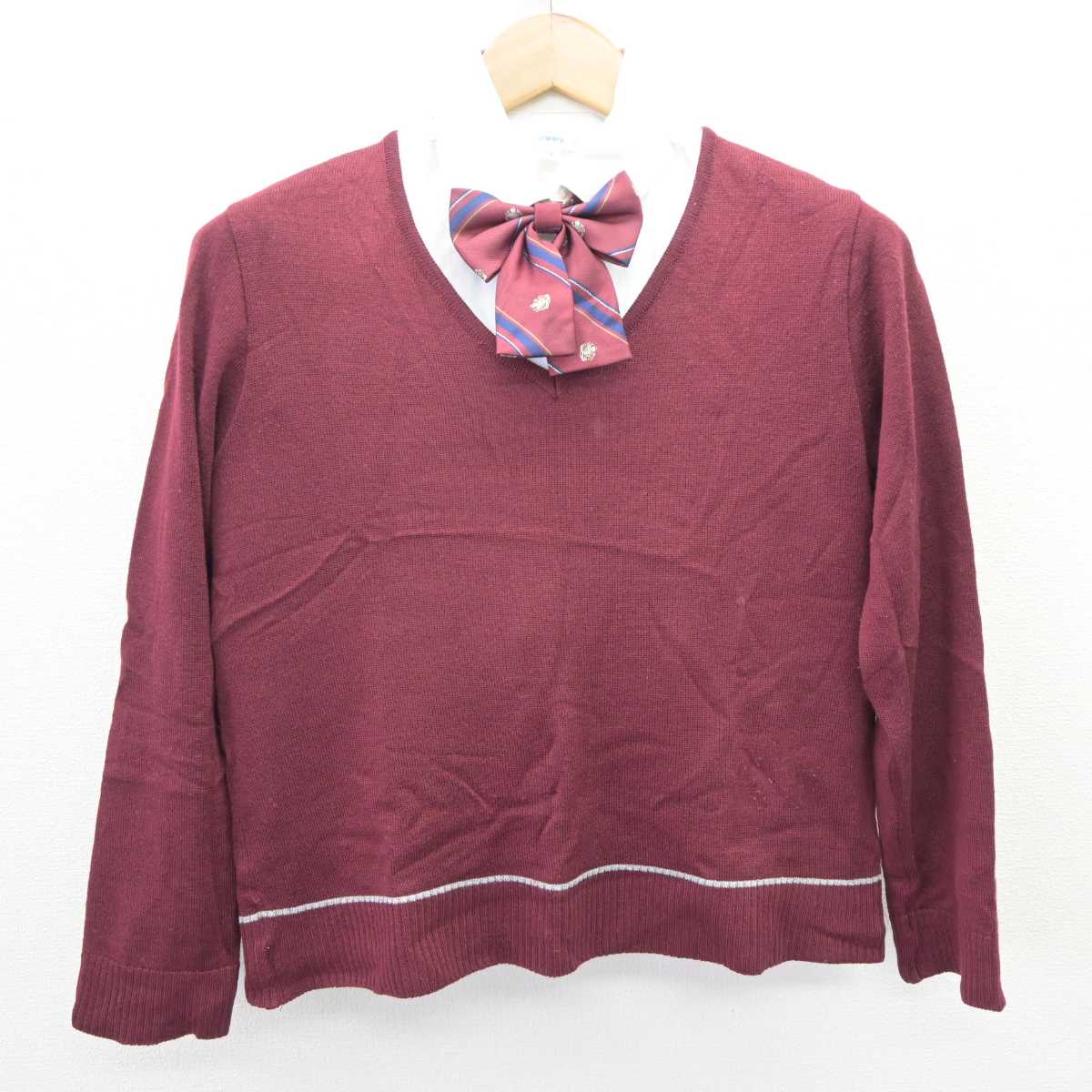 【中古】兵庫県 姫路女学院中学校・高等学校 女子制服 3点 ニット・シャツ Sf065623 中古制服通販パレイド