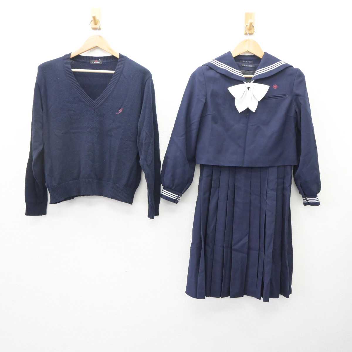 【中古】福岡県 筑紫女学園中学・高等学校 女子制服 4点 セーラー服・ニット・ジャンパースカート Sf066221 中古制服通販パレイド