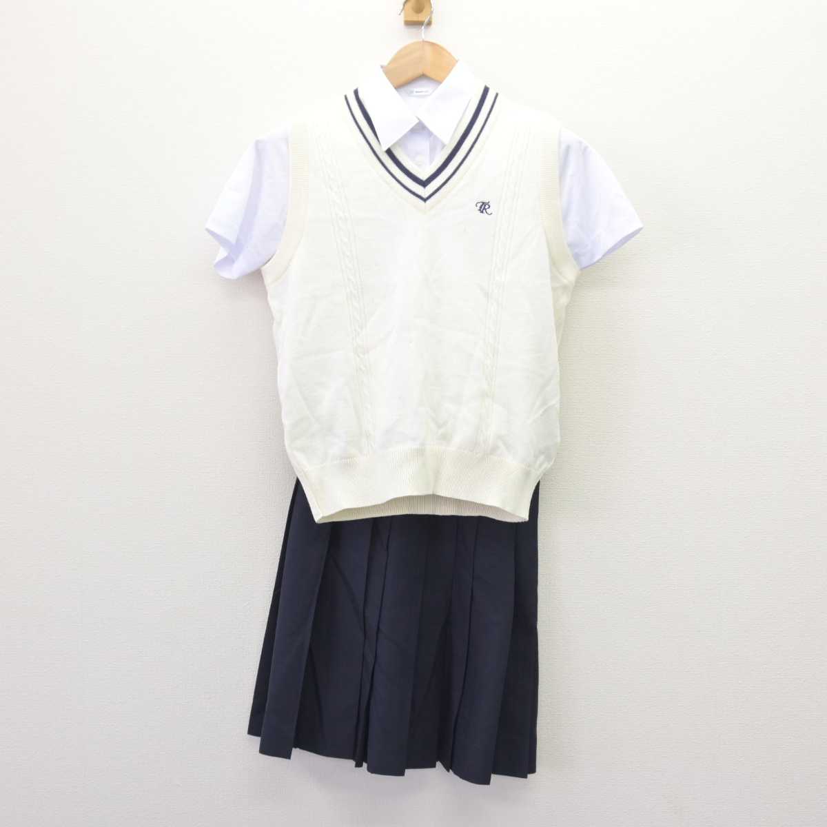 【中古】静岡県 天竜高等学校春野校舎 女子制服 3点 ニットベスト・シャツ・スカート Sf066454 中古制服通販パレイド