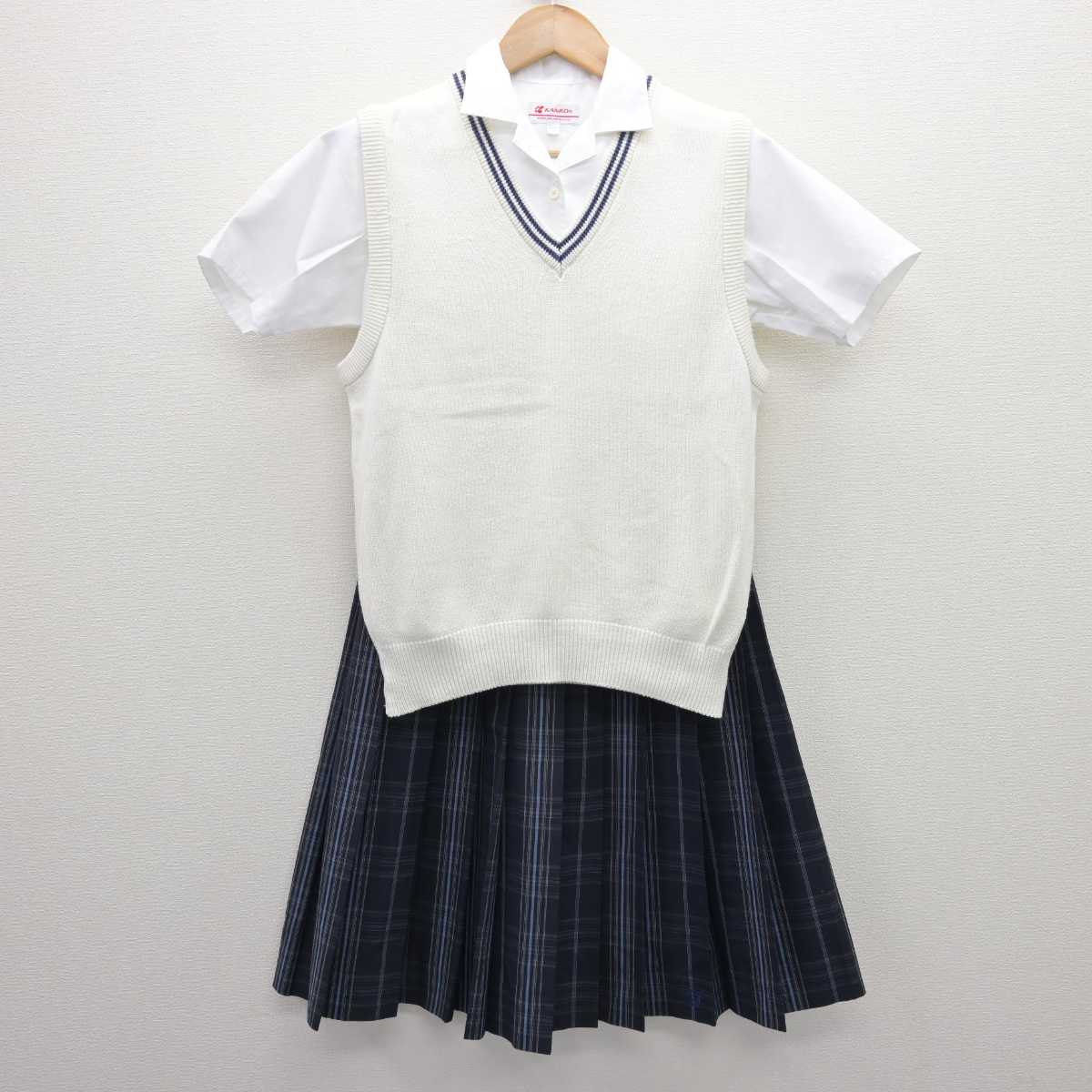 【中古】静岡県 伊東商業高等学校 女子制服 3点 ニットベスト・シャツ・スカート Sf066561 中古制服通販パレイド