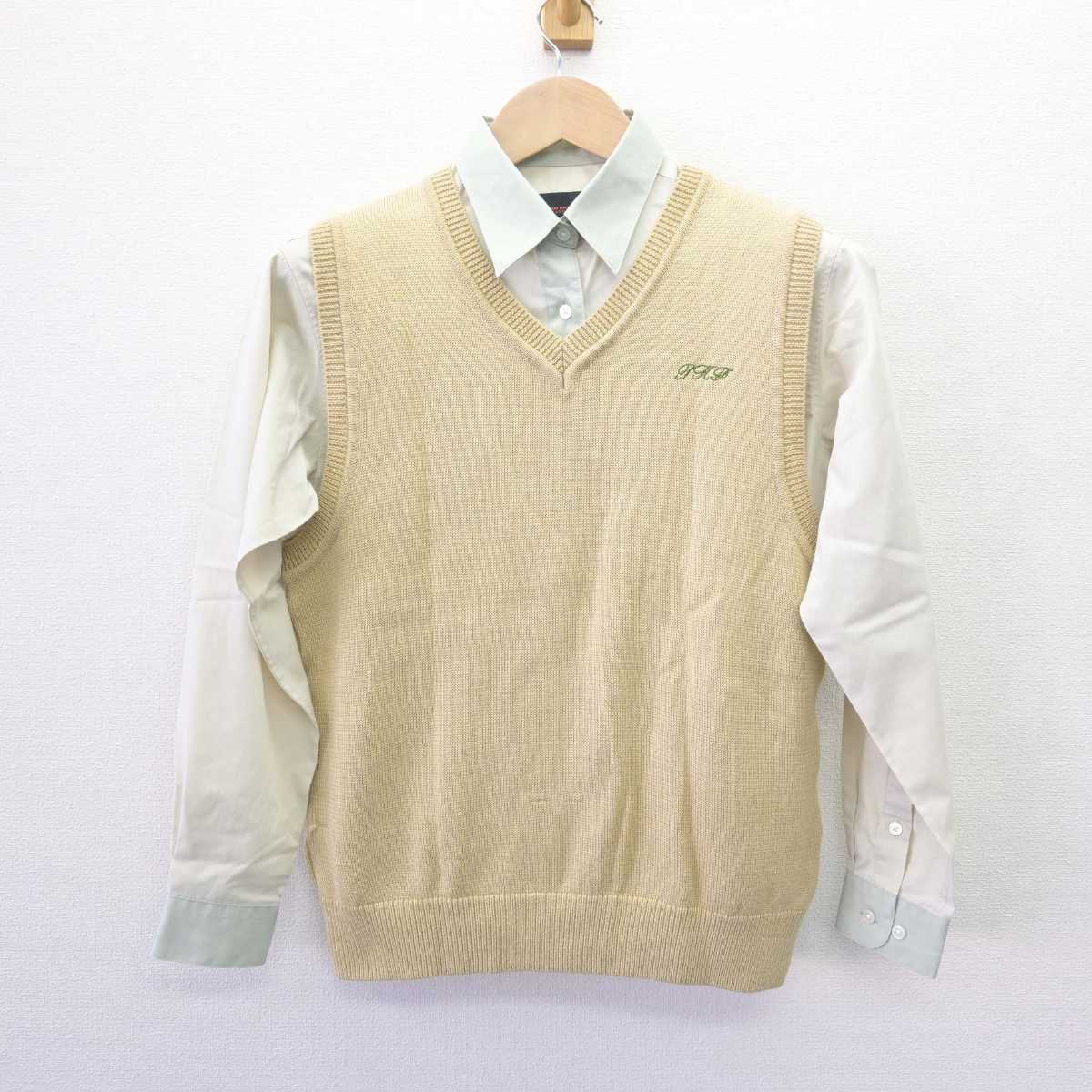 【中古】群馬県 高崎経済大学附属高等学校 女子制服 2点 ニットベスト・シャツ Sf068393 中古制服通販パレイド
