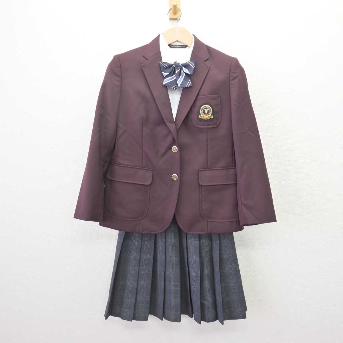 【中古】富山県 高岡商業高等学校 女子制服 4点 ブレザー・シャツ・スカート Sf069232 中古制服通販パレイド