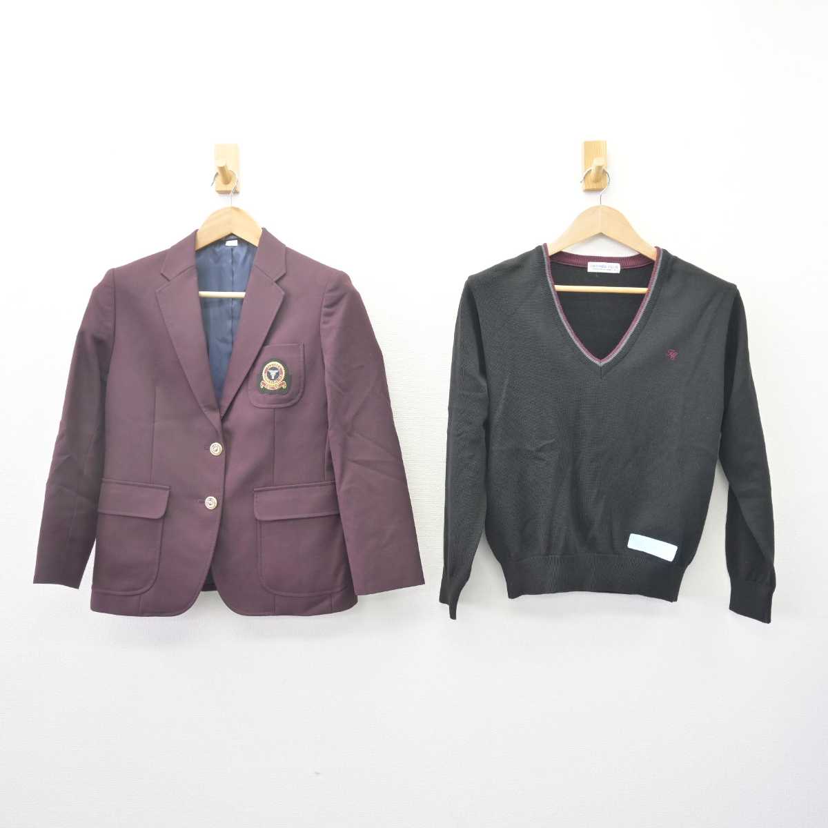 【中古】富山県 高岡商業高等学校 女子制服 2点 ブレザー・ニット Sf069233 中古制服通販パレイド