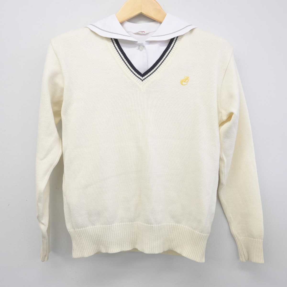 【中古】熊本県 鎮西高等学校旧制服 女子制服 2点 ニット・セーラー服 Sf070678 中古制服通販パレイド