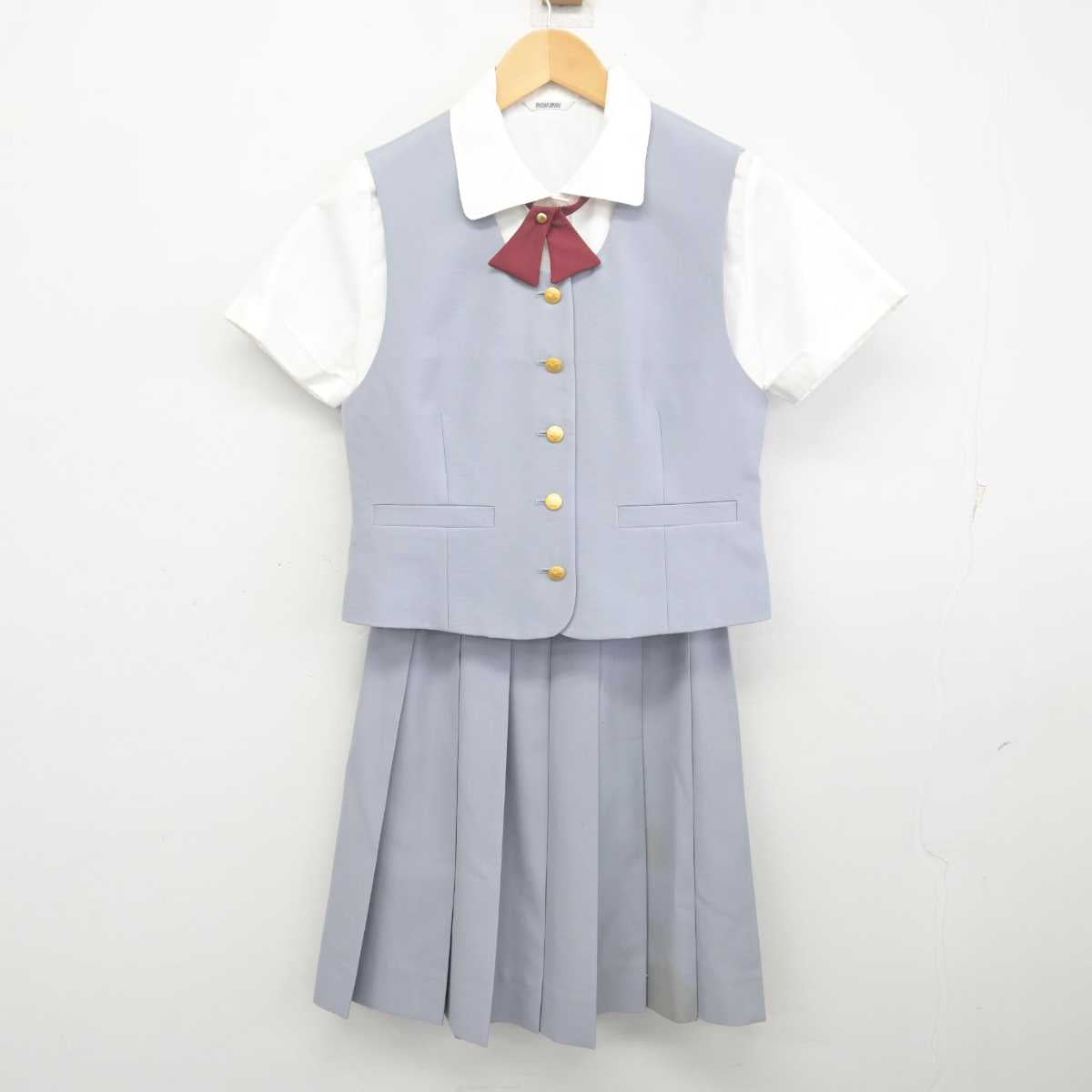 【中古】福島県 福島成蹊高等学校 女子制服 4点 ベスト・シャツ・スカート Sf070829 中古制服通販パレイド