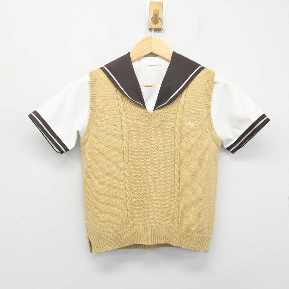 【中古】長崎県 長崎女子商業高等学校 女子制服 2点 セーラー服・ニットベスト Sf072076 中古制服通販パレイド