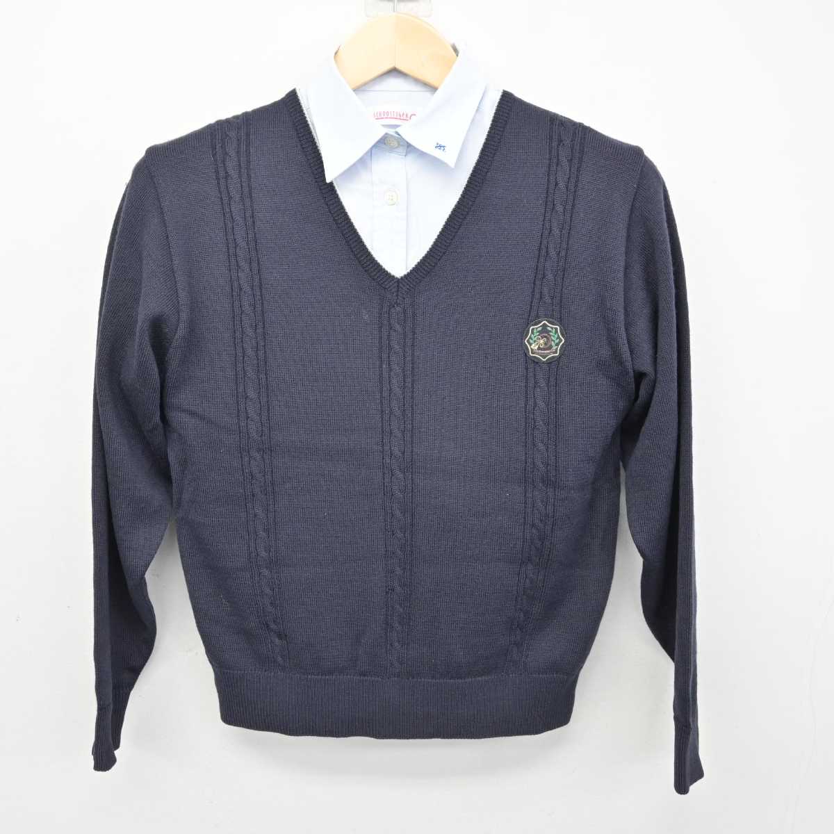 【中古】大阪府 浪速高等学校・中学校 女子制服 2点 ニット・シャツ Sf073213 中古制服通販パレイド