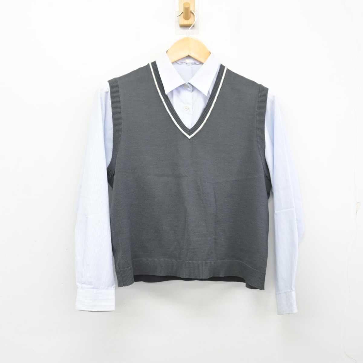 【中古】宮崎県 宮崎南高等学校 女子制服 2点 ニットベスト・シャツ Sf073229 中古制服通販パレイド