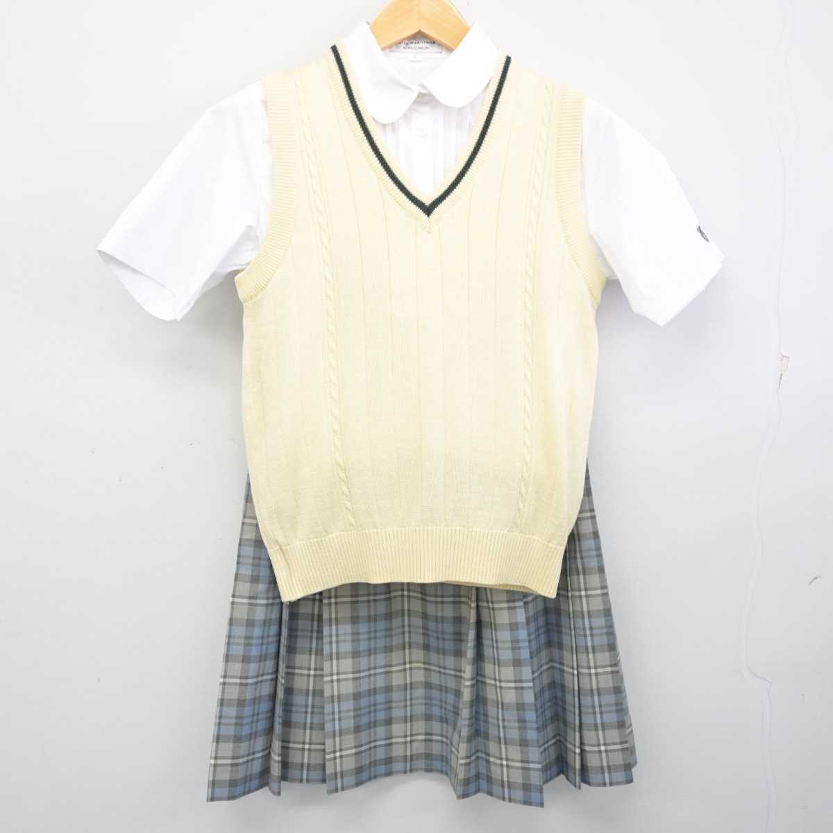 【中古】東京都 國學院高等学校 女子制服 3点 ニットベスト・シャツ・スカート Sf073280 中古制服通販パレイド