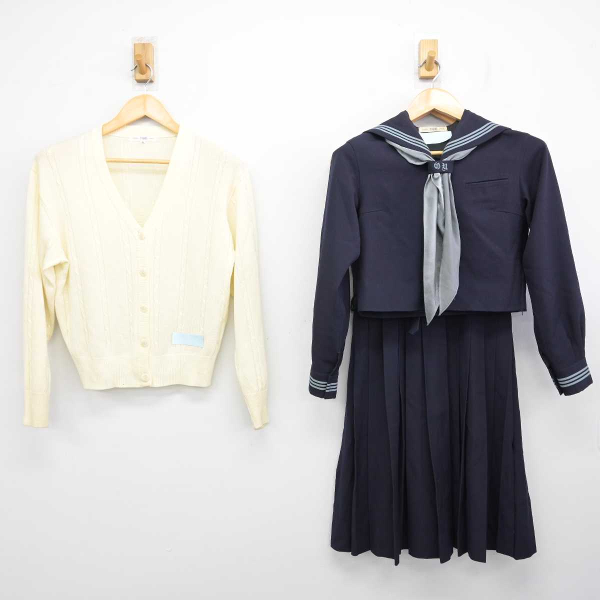 【中古】東京都 大妻中野中学校 女子制服 5点 ニット・セーラー服・ジャンパースカート Sf073289 中古制服通販パレイド
