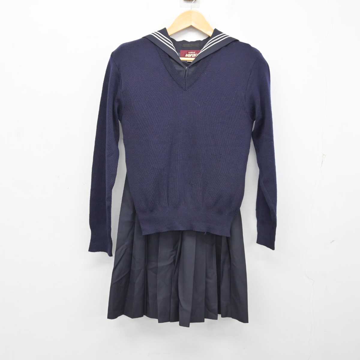 【中古】東京都 豊島岡女子学園 中学校・高等学校 女子制服 3点 セーラー服・ニット・スカート Sf073379 中古制服通販パレイド