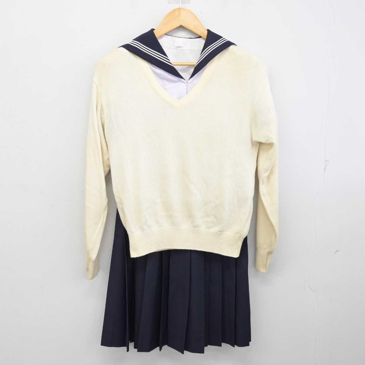 【中古】東京都 豊島岡女子学園 中学校・高等学校 女子制服 3点 ニット・セーラー服・スカート Sf073482 中古制服通販パレイド