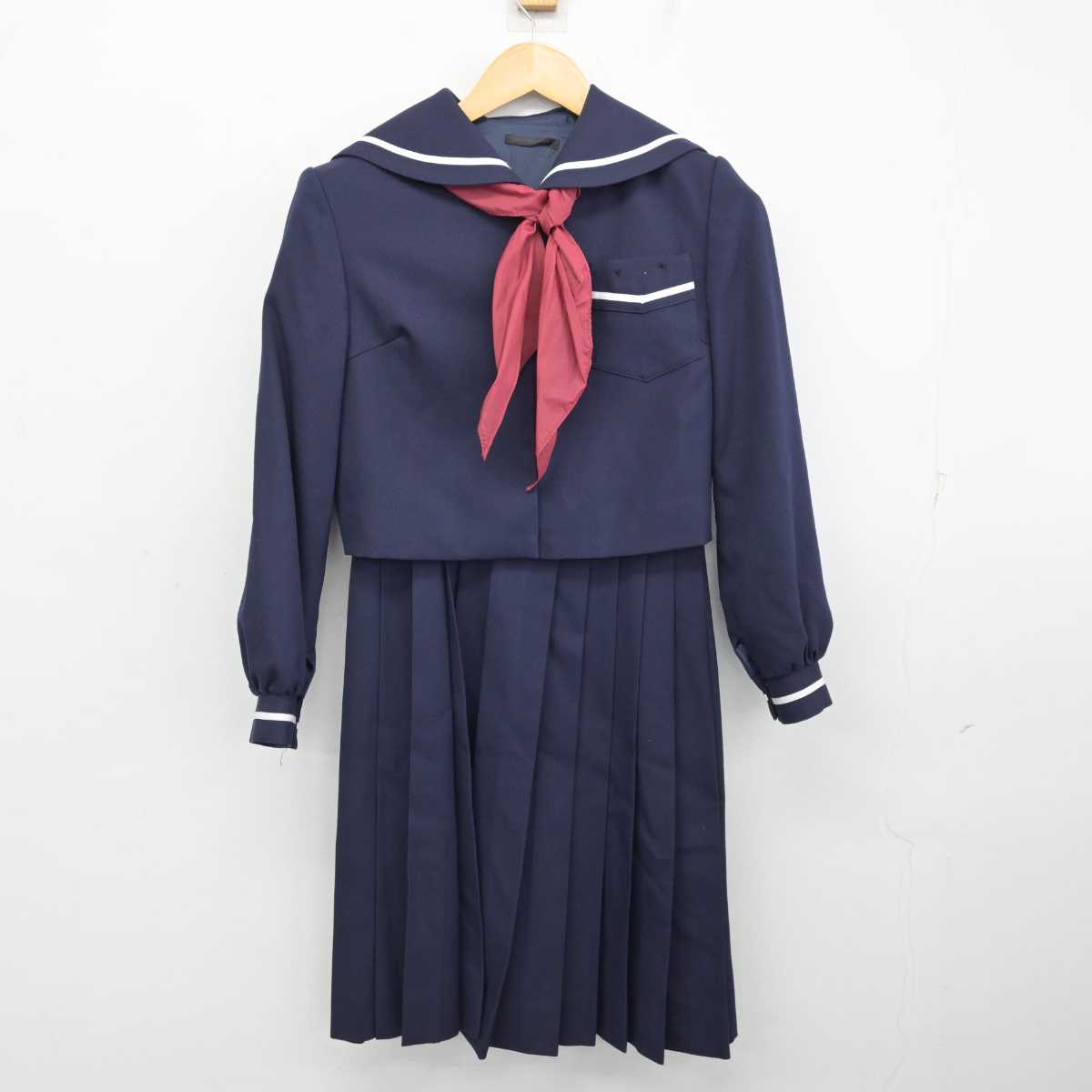 【中古】鹿児島県 鹿児島大学教育学部附属中学校 女子制服 3点 セーラー服・ジャンパースカート Sf073514 中古制服通販パレイド
