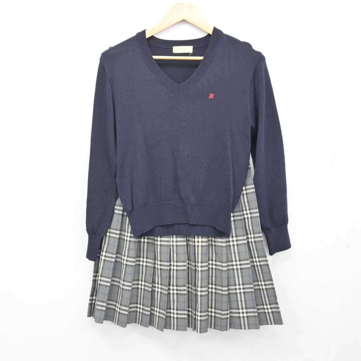【中古】大阪府 阪南大学高等学校 女子制服 2点 ニット・スカート Sf073726 中古制服通販パレイド