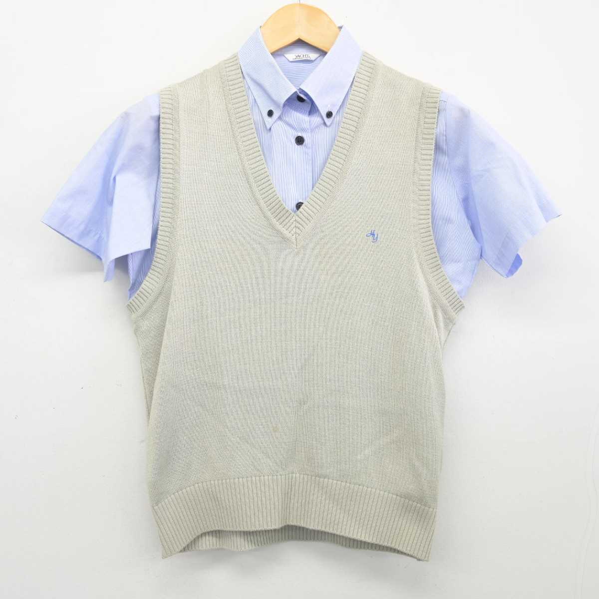 【中古】茨城県 波崎柳川高等学校 女子制服 2点 ニットベスト・シャツ Sf075672 中古制服通販パレイド
