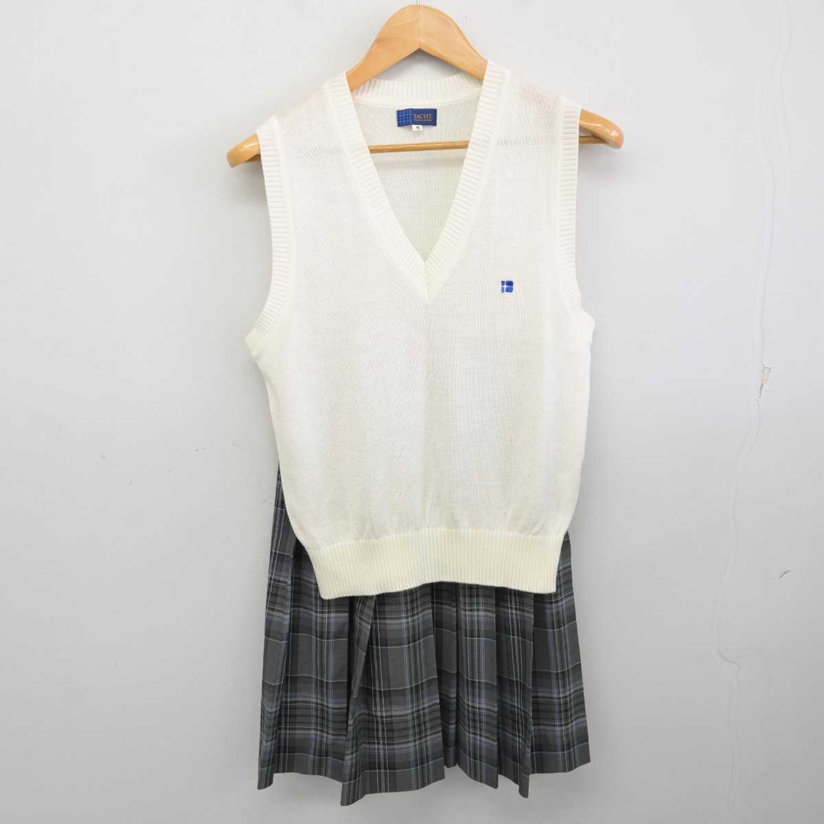 【中古】埼玉県 叡明高等学校 女子制服 2点 ニットベスト・スカート Sf076452 中古制服通販パレイド