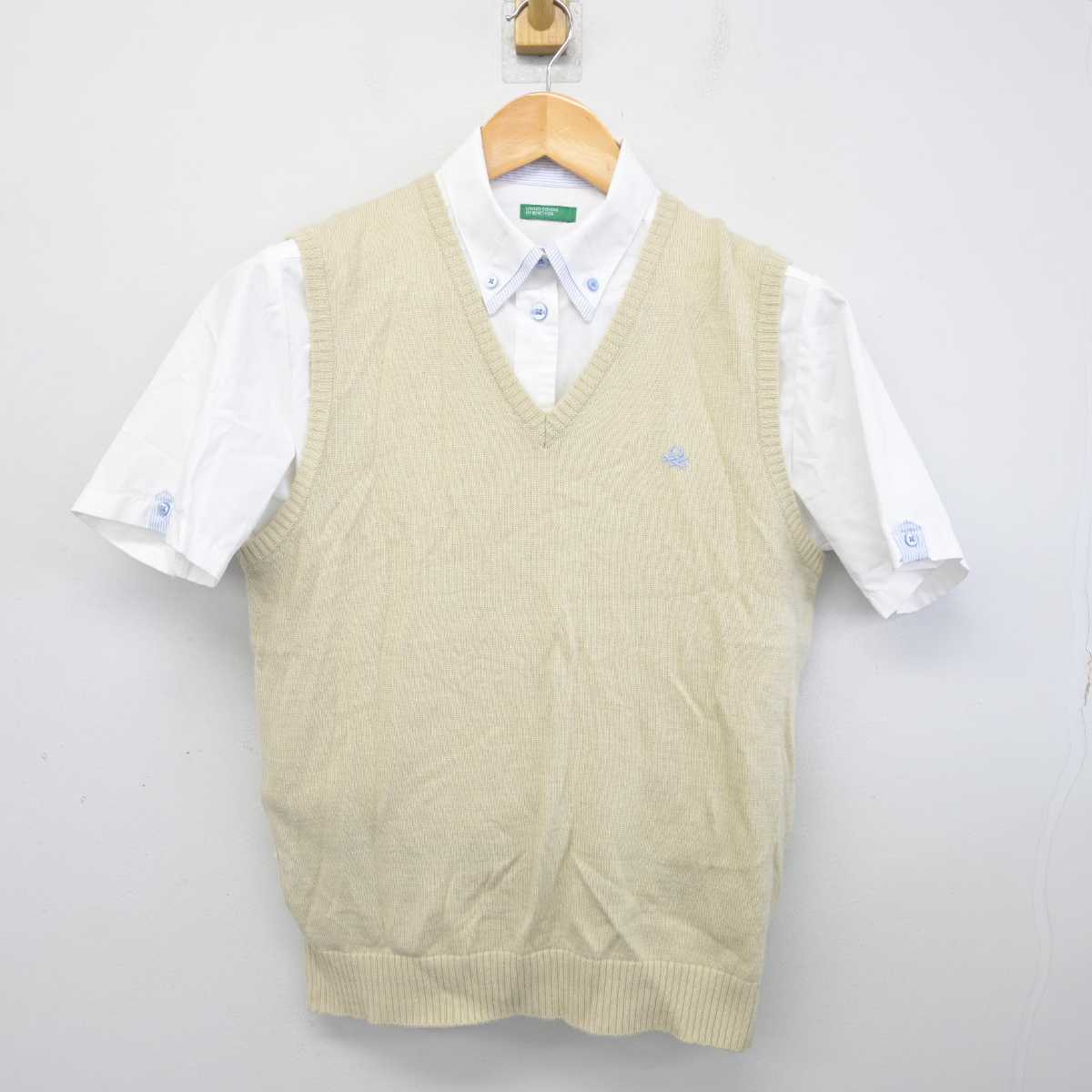【中古】岡山県 岡山龍谷高等学校 女子制服 2点 ニットベスト・シャツ Sf077191 中古制服通販パレイド