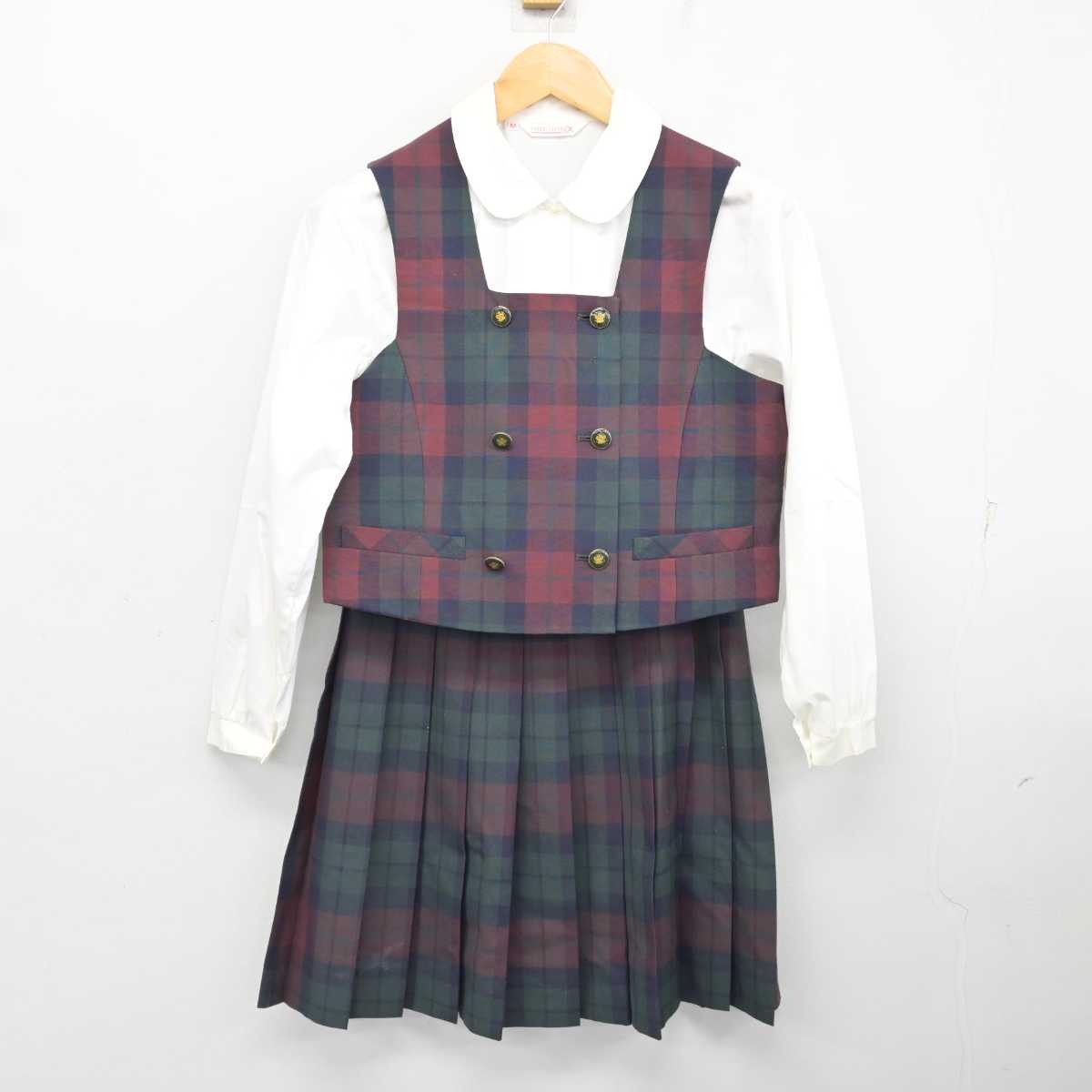 【中古】大阪府 城南学園中学校 女子制服 3点 ベスト・シャツ・スカート Sf077308 中古制服通販パレイド