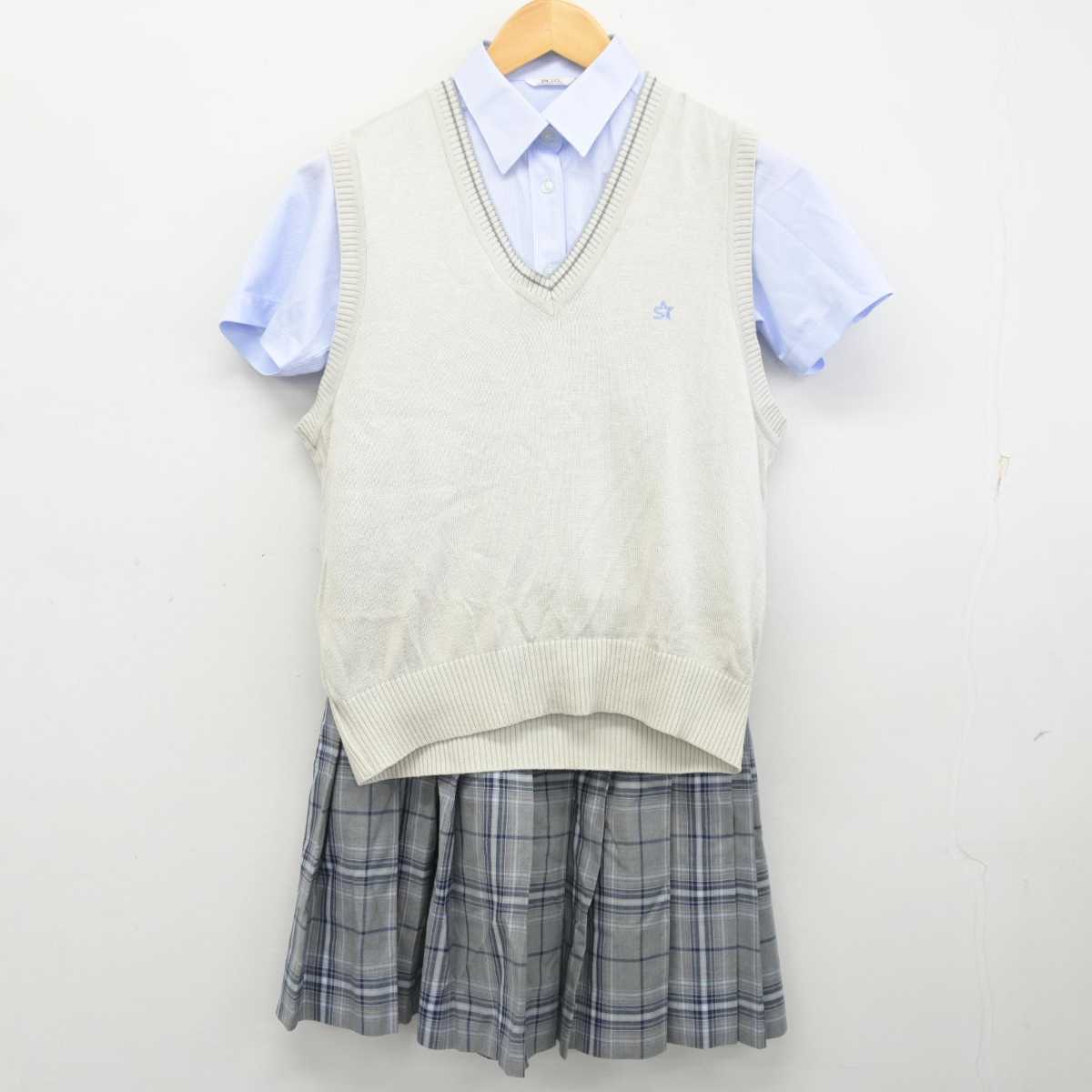 【中古】東京都 淑徳巣鴨高等学校 女子制服 3点 ニットベスト・シャツ・スカート Sf077373 中古制服通販パレイド