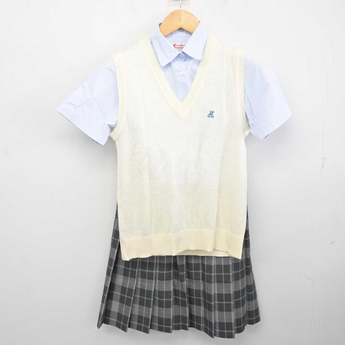 【中古】東京都 安部学院高等学校 女子制服 3点 ニットベスト・シャツ・スカート Sf078718 中古制服通販パレイド