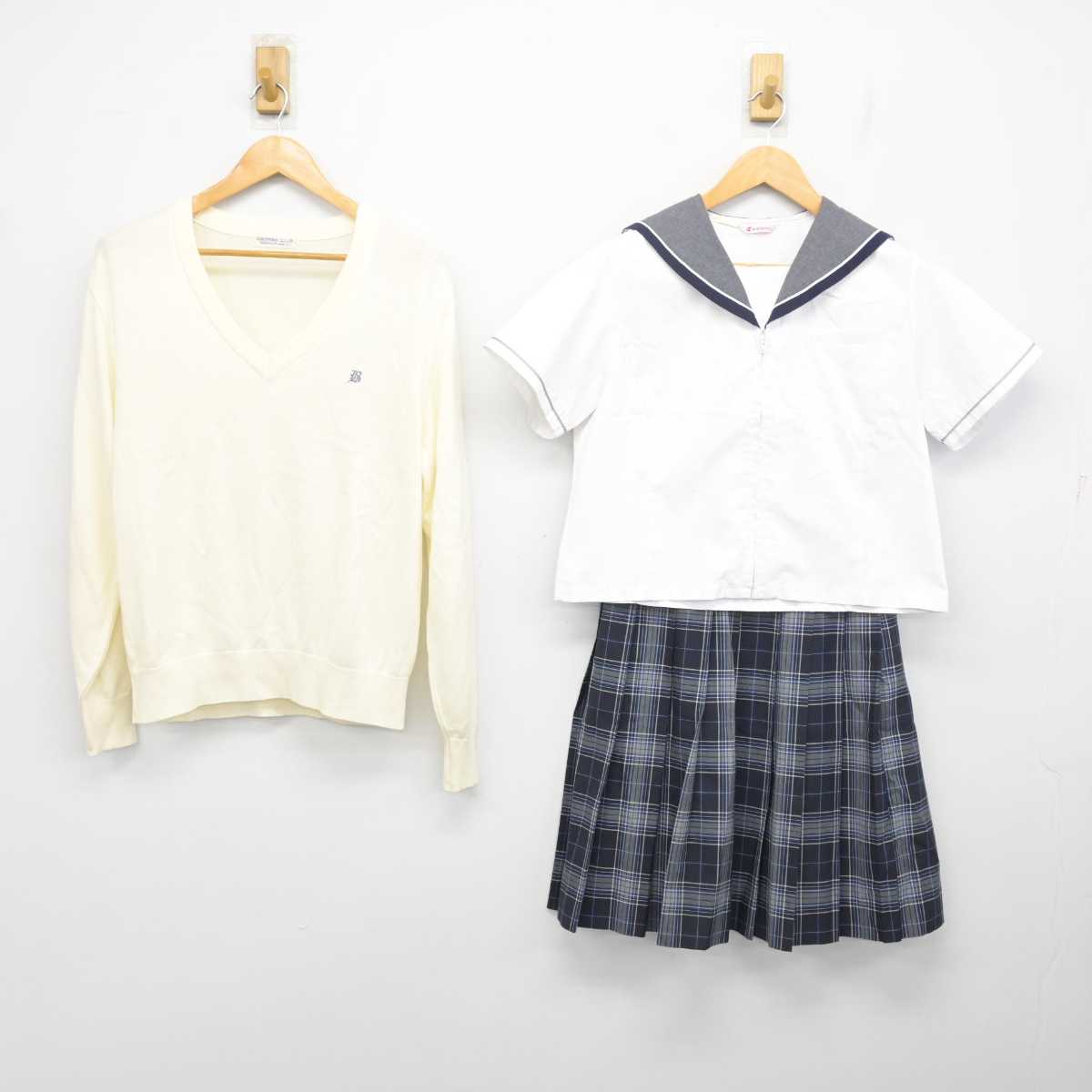 【中古】東京都 文化学園大学杉並高等学校 女子制服 3点 ニット・セーラー服・スカート Sf079323 中古制服通販パレイド