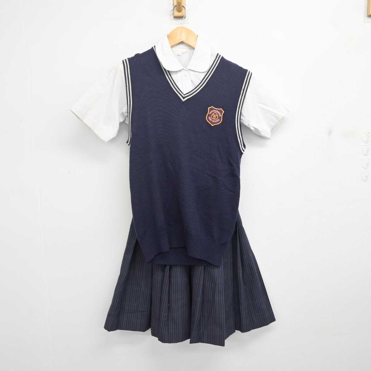 【中古】大阪府 桜宮高等学校旧制服 女子制服 4点 ニットベスト・シャツ・スカート Sf079745 中古制服通販パレイド