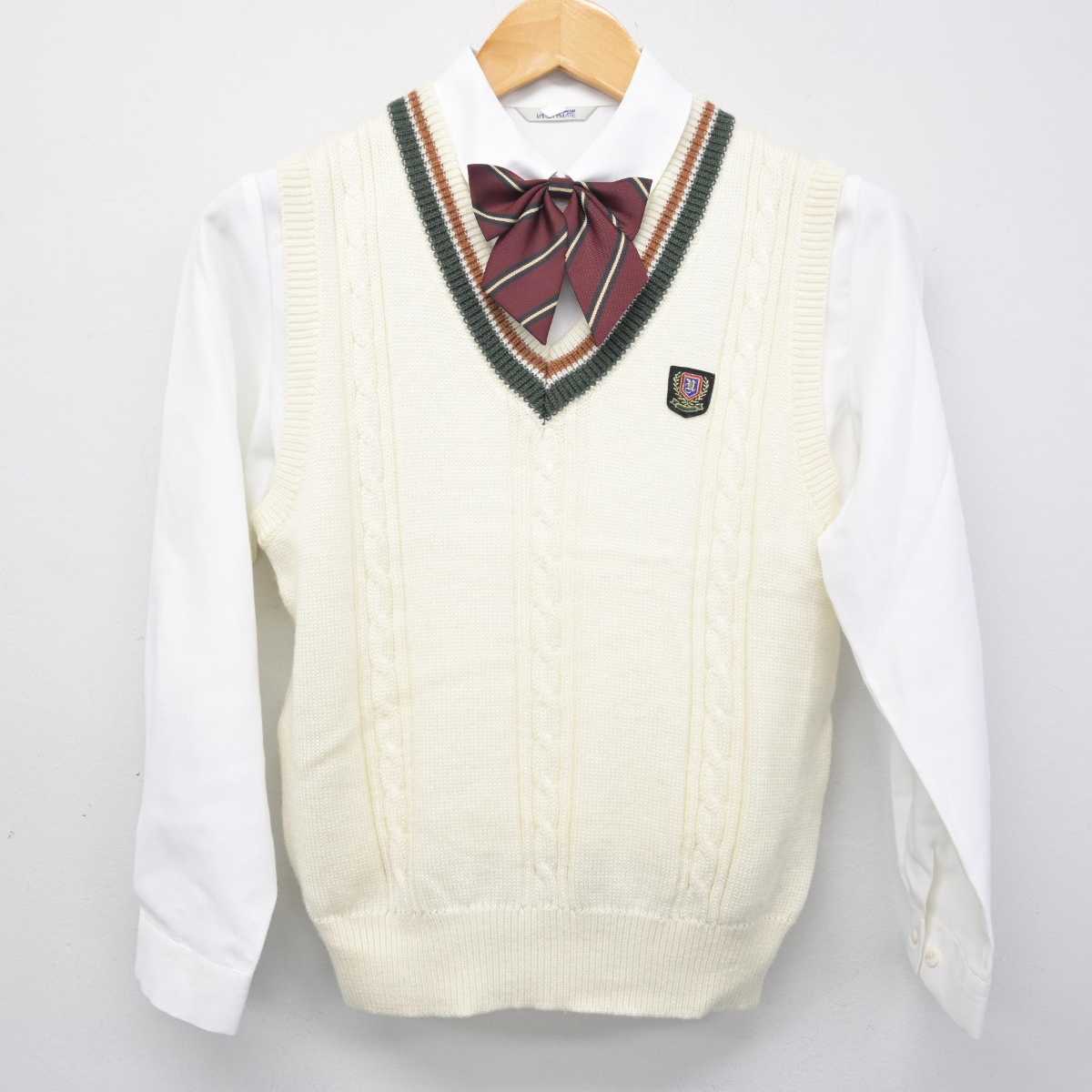 【中古】宮崎県 宮崎日本大学中学校旧制服 女子制服 4点 ニットベスト・シャツ Sf080282 中古制服通販パレイド