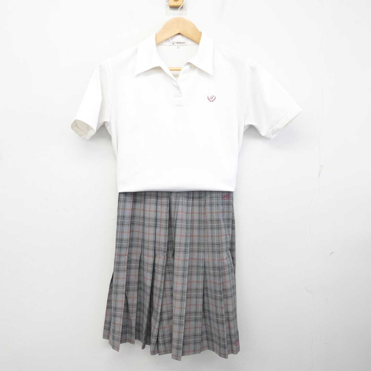 【中古】愛知県 名古屋経済大学高蔵高等学校・中学校 女子制服 3点 シャツ・スカート Sf083115 中古制服通販パレイド