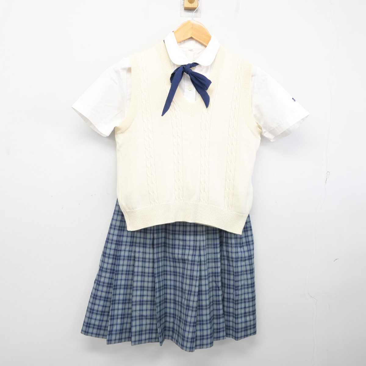 【中古】東京都 玉川聖学院中等部・高等部 女子制服 4点 ニットベスト・シャツ・スカート Sf083271 中古制服通販パレイド