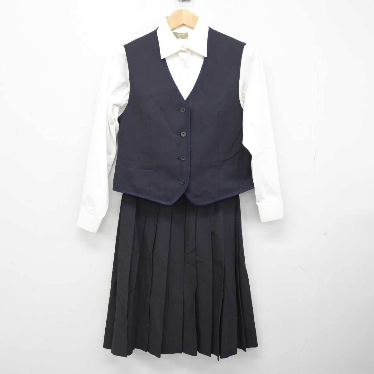 【中古】大阪府 賢明学院中学高等学校旧制服 女子制服 4点 ベスト・シャツ・スカート Sf085006 中古制服通販パレイド