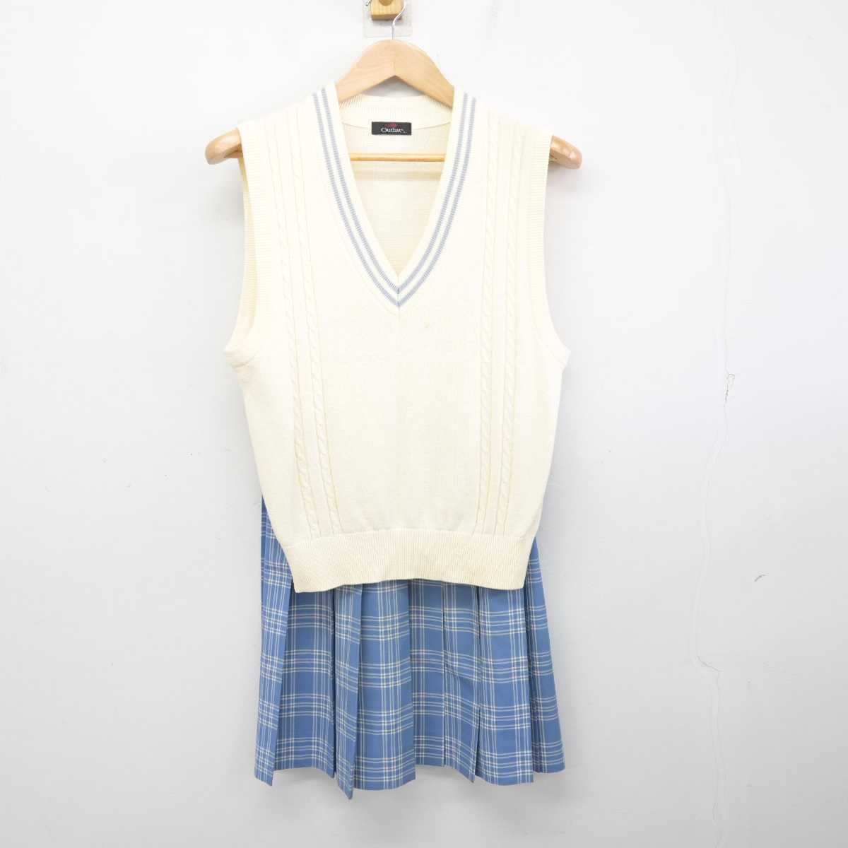 【中古】北海道 北海道札幌東商業高等学校 女子制服 2点 ニットベスト・スカート Sf086879 中古制服通販パレイド