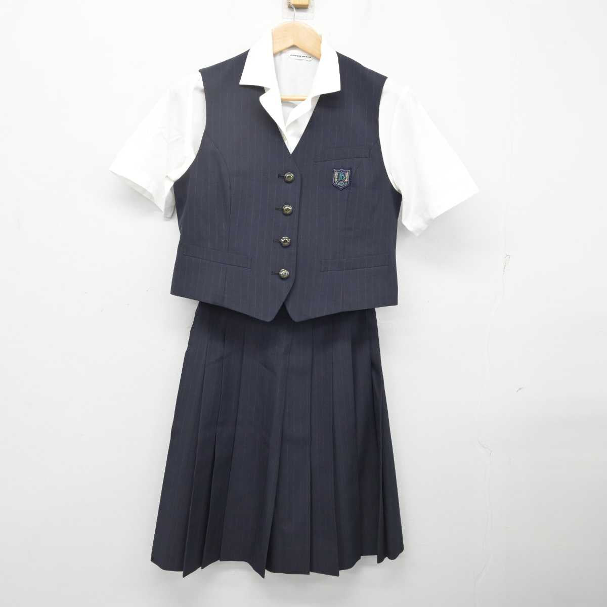 【中古】東京都 文京学院大学女子中学校・高等学校旧制服 女子制服 3点 ベスト・シャツ・スカート Sf087000 中古制服通販パレイド