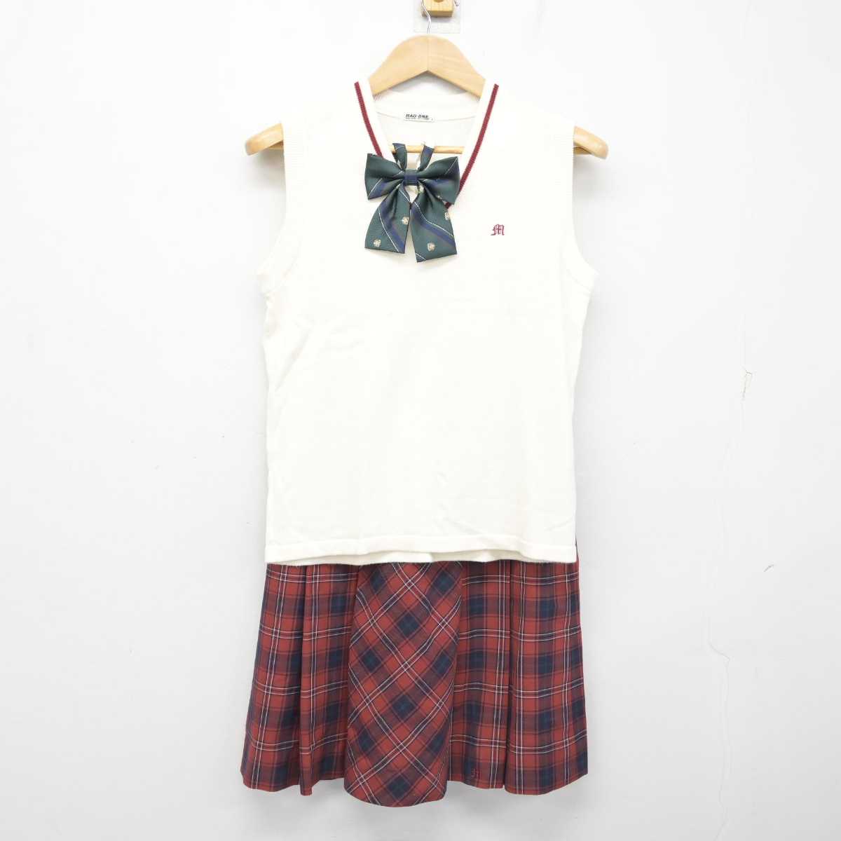【中古】大分県 別府溝部学園高等学校 女子制服 3点 ニットベスト・スカート Sf087799 中古制服通販パレイド