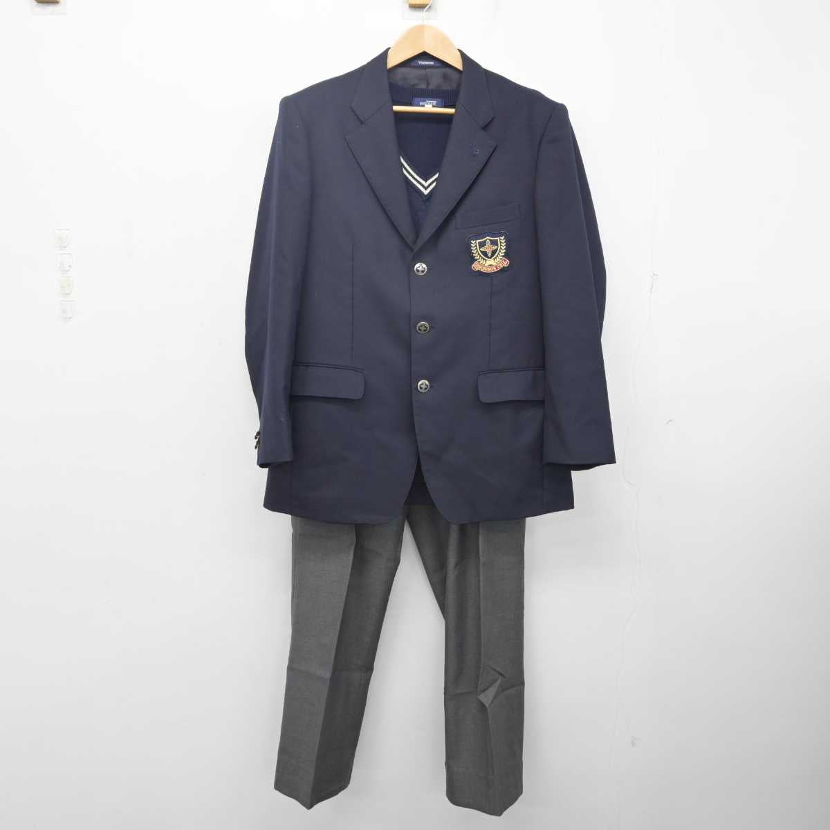 【中古】栃木県 佐野日本大学高等学校 男子制服 4点 ブレザー・ニット・ズボン Sf087970 中古制服通販パレイド