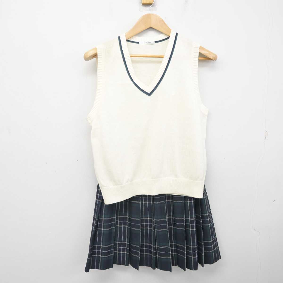 【中古】東京都 文京学院大学女子高等学校 女子制服 3点 ニットベスト・スカート Sf088271 中古制服通販パレイド