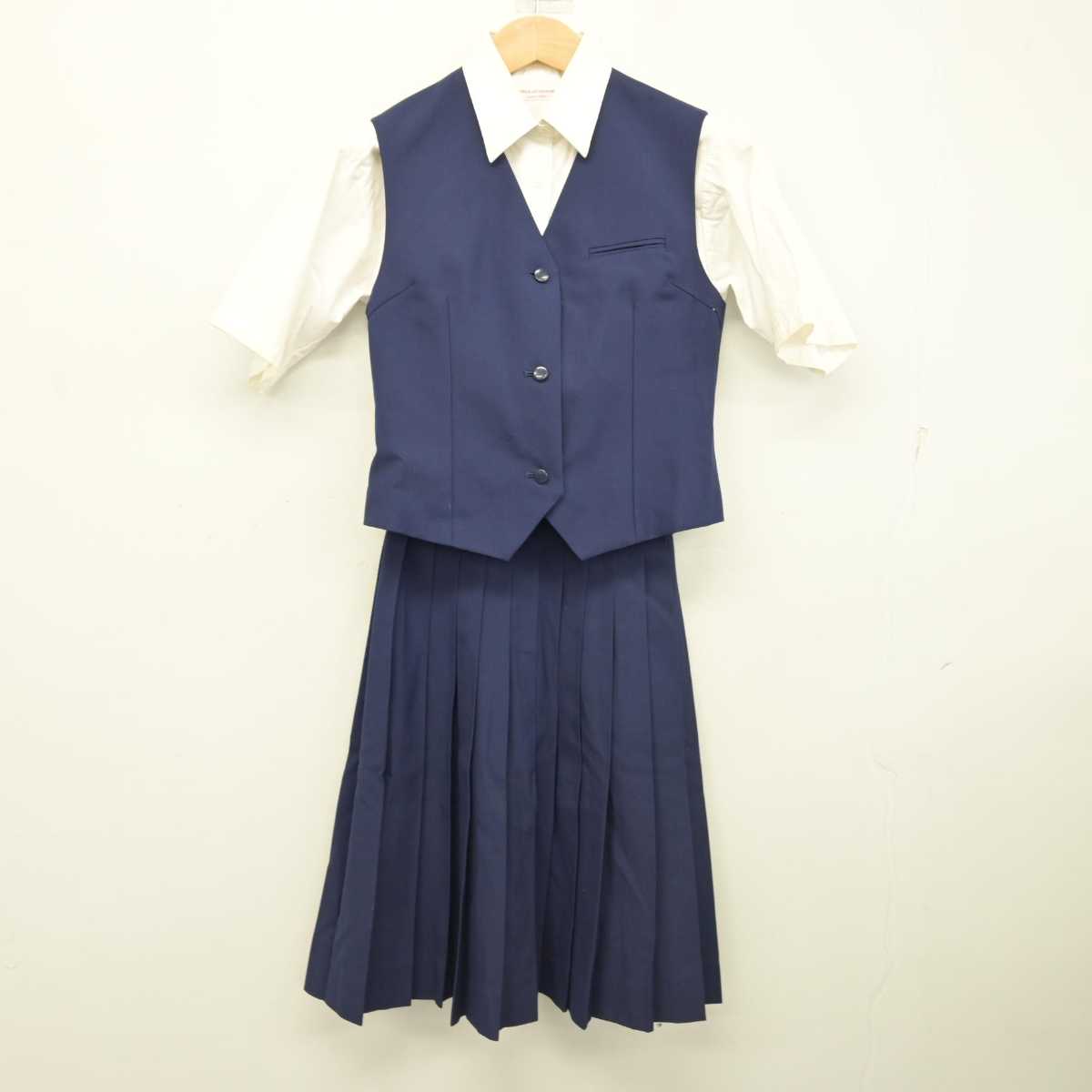 【中古】千葉県 薬園台高等学校 女子制服 3点 ベスト・シャツ・スカート Sf089421 中古制服通販パレイド