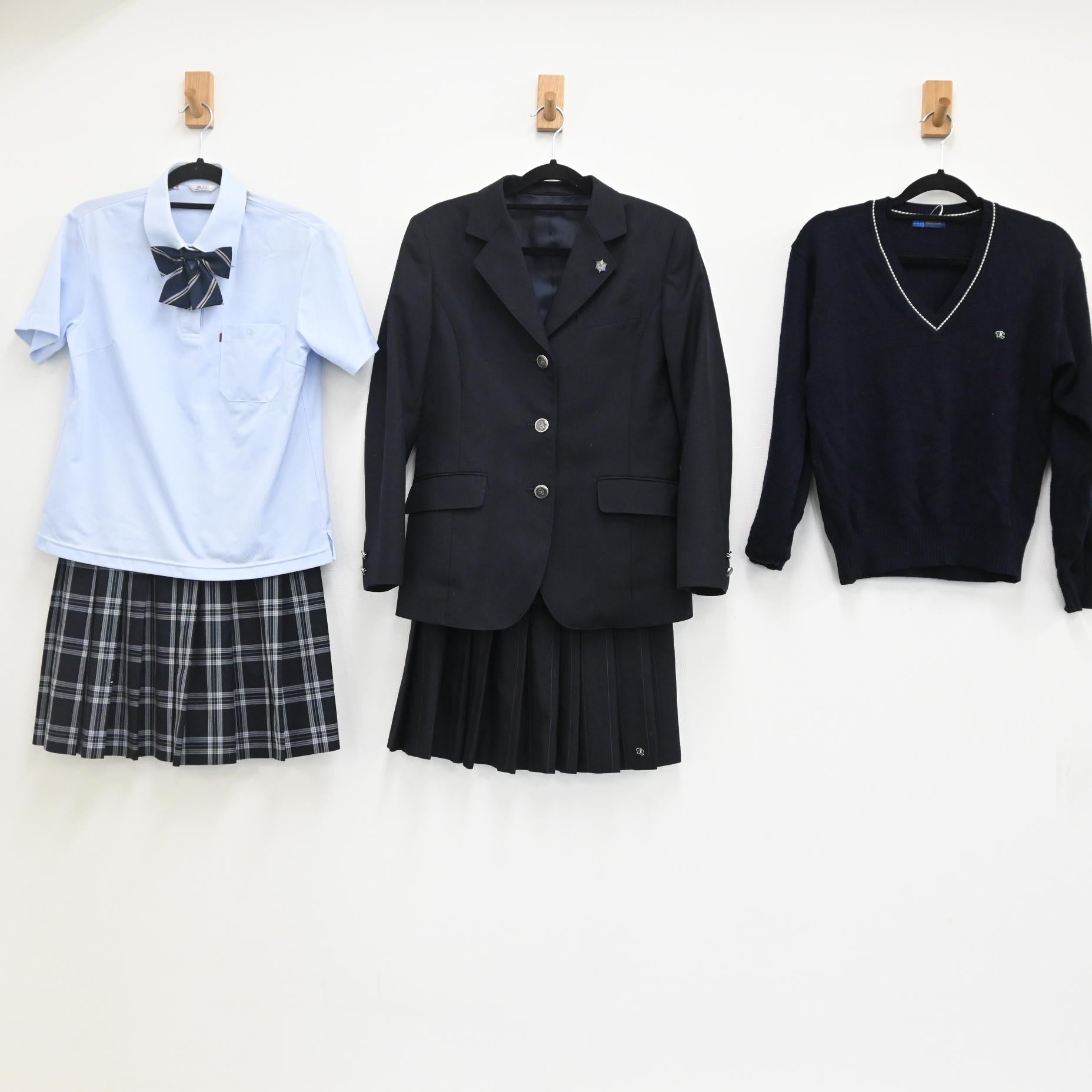 【中古制服】茨城県 取手松陽高校 女子制服 6点（ブレザー・スカート 冬・スカート 夏・ポロシャツ・セーター・リボン） Sf000116